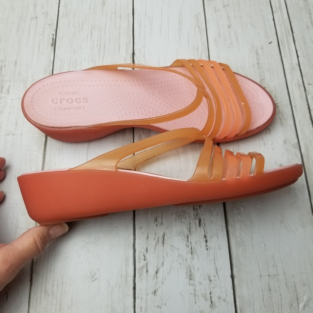 Crocs Isabella Mini Wedge Slip On Jelly Sandal - Gem